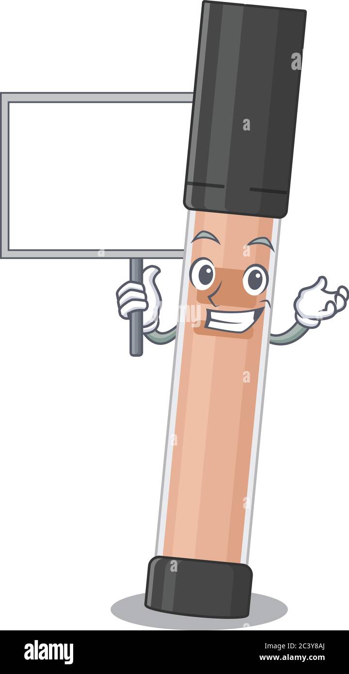 Cartoon picture of brightener mascot design style carries a board Stock ...
