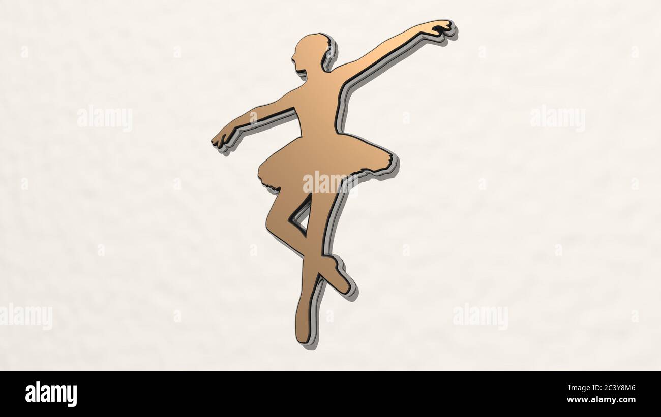 dance dancing: DANCER on the wall. 3D illustration of metallic ...