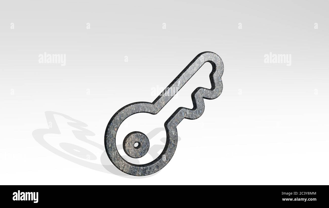 business computer: login key on the wall. 3D illustration of metallic ...