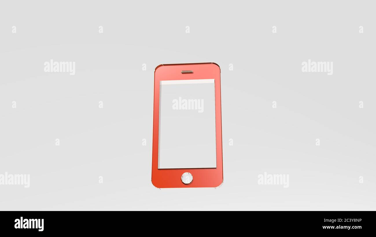 flat background: mobile phone made by 3D illustration of a shiny ...