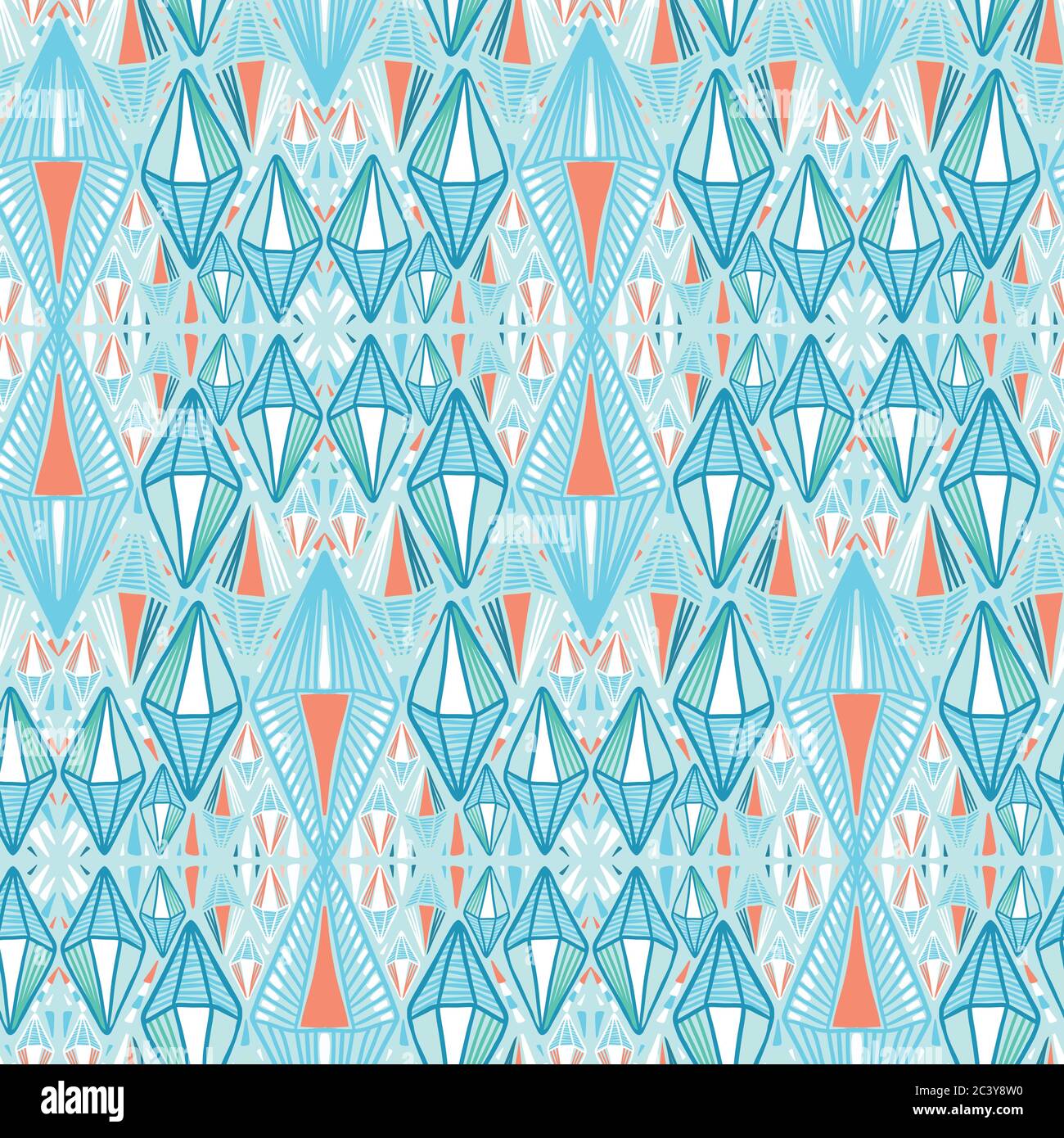 Maritime blue geometric diamond shapes. Vector pattern seamless ...