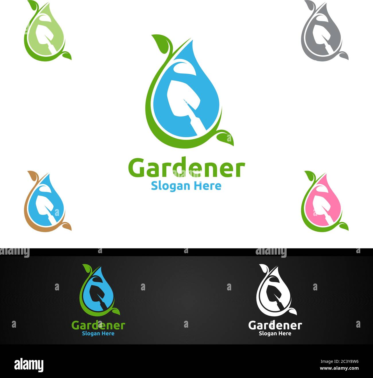 Water Gardener Logo with Green Garden Environment or Botanical ...