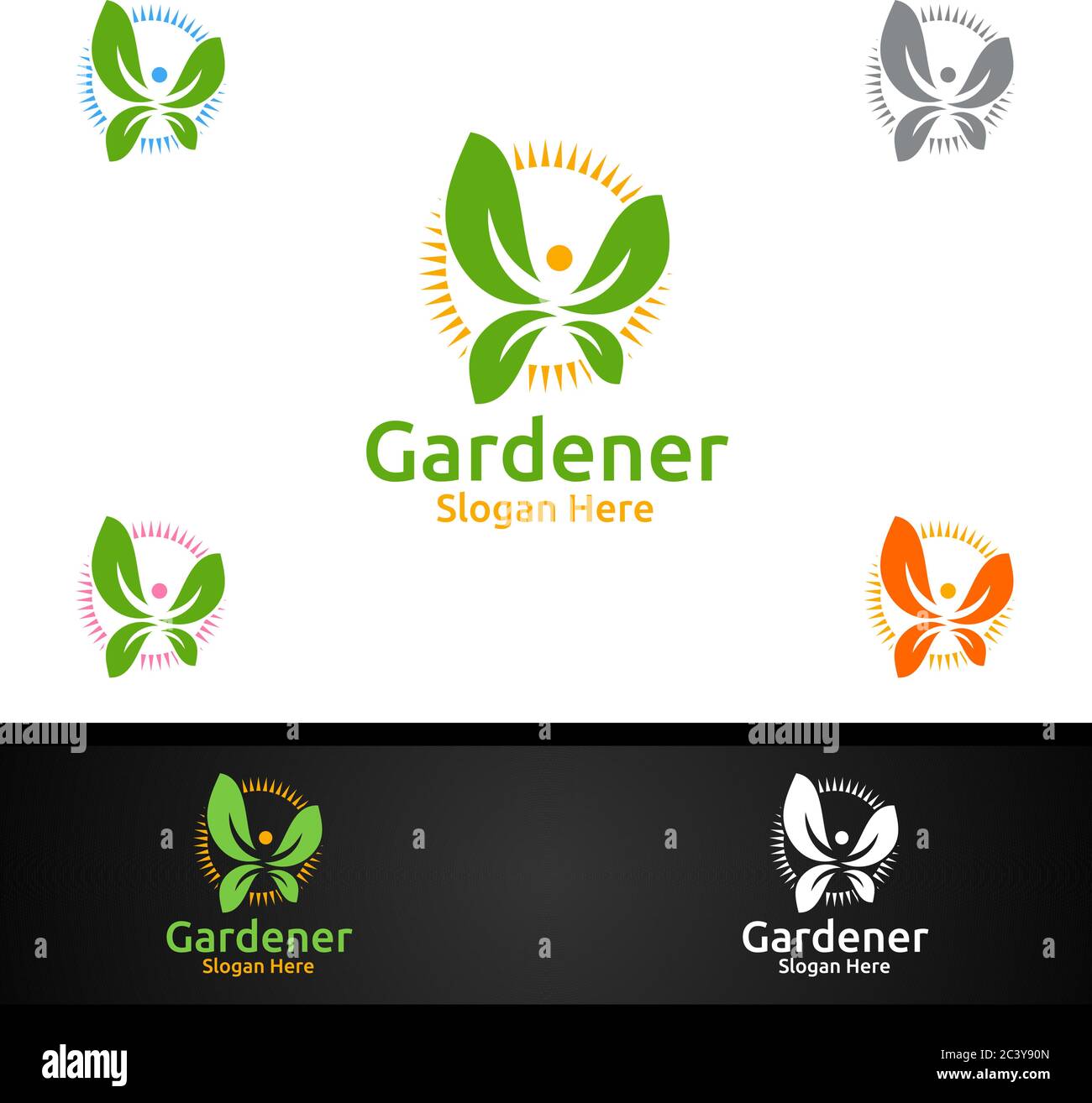 Herb Gardener Logo with Green Garden Environment or Botanical ...