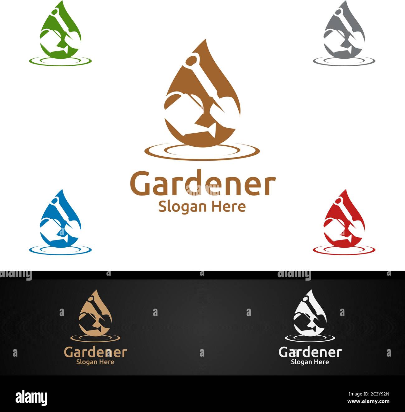 Water Gardener Logo with Green Garden Environment or Botanical ...