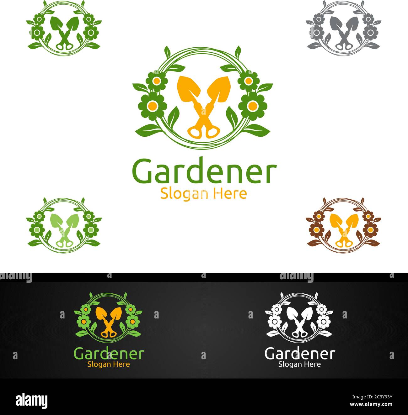 Botanical Gardener Logo with Green Garden Environment or Botanical ...
