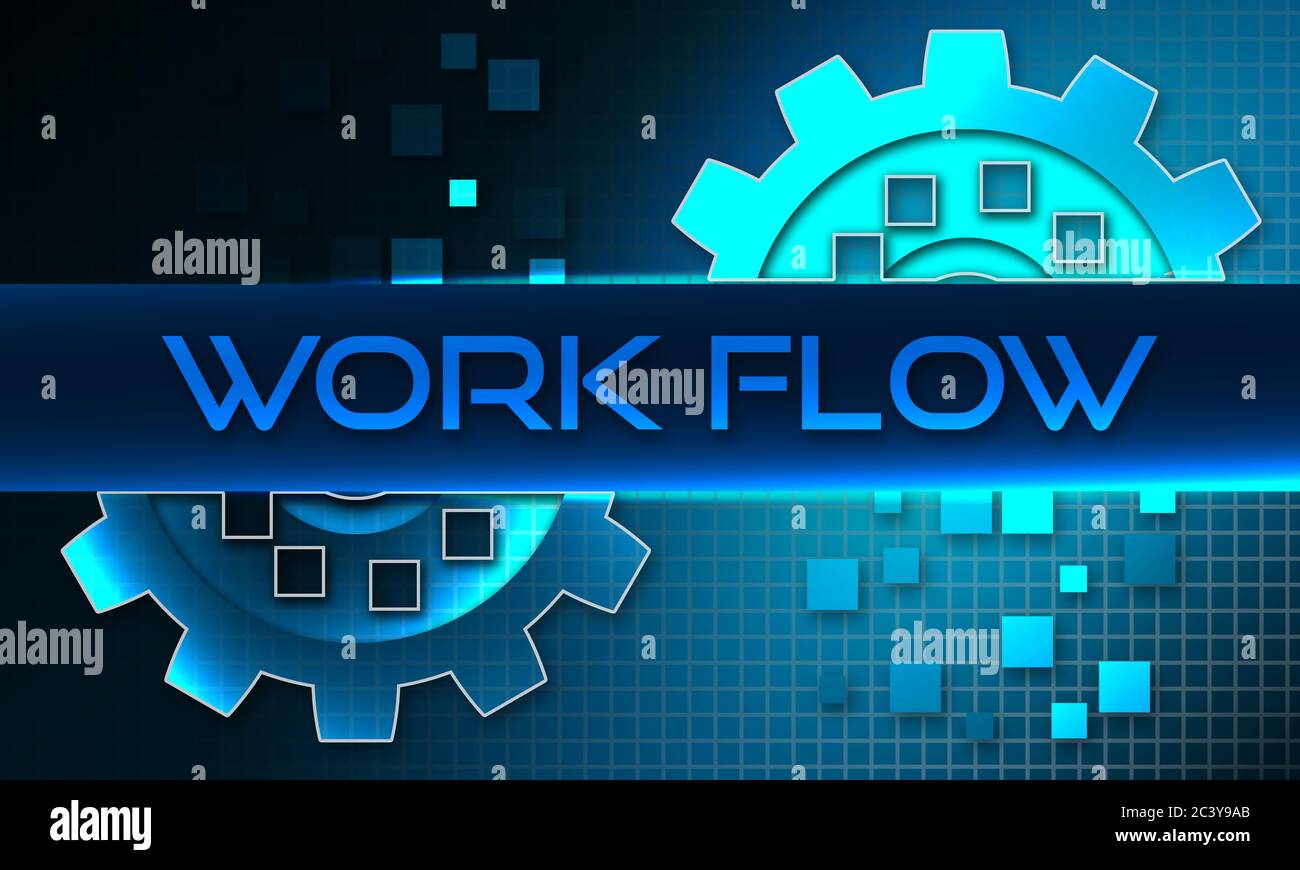 Workflow concept with gear icons. Technology background, 3d rendering ...