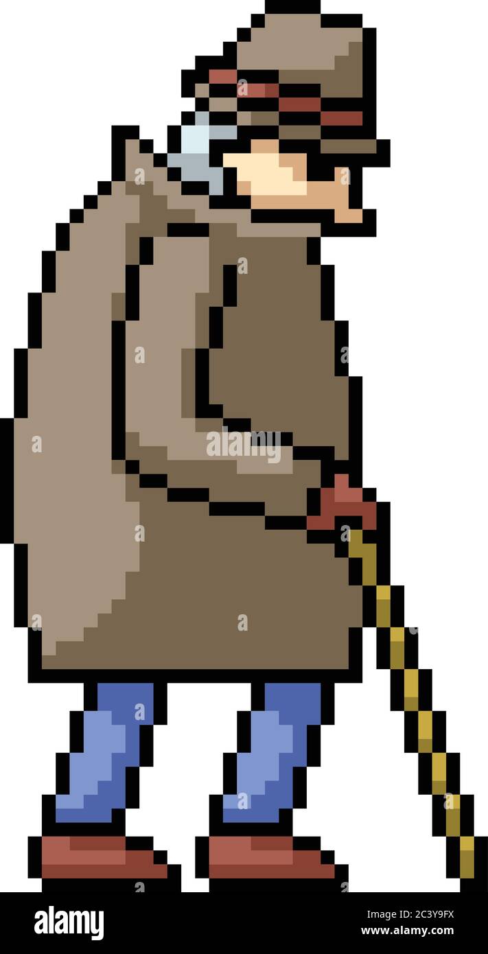 vector pixel art isolated old man Stock Vector Image & Art - Alamy