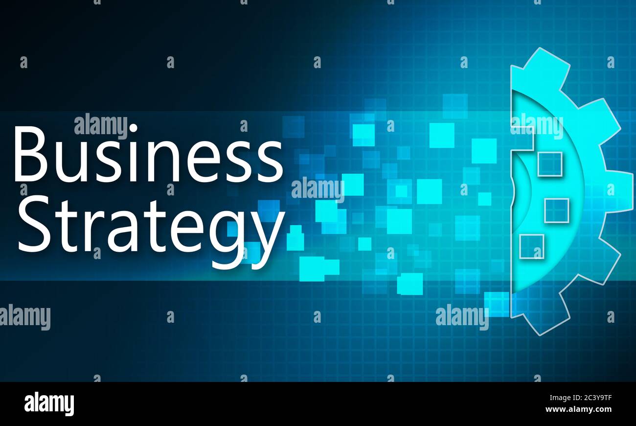 Business Strategy concept digitized blue gear . Technology background ...