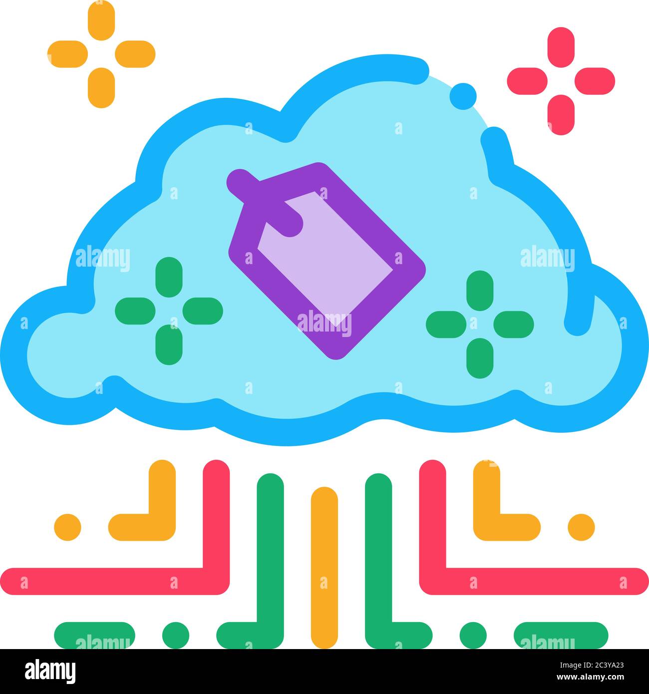label in internet cloud icon vector outline illustration Stock Vector ...