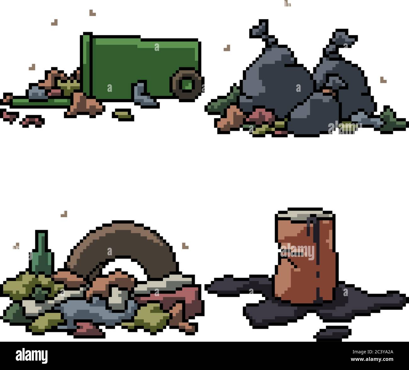 Vector Pixel Art Isolated Junk Garbage Stock Vector Image And Art Alamy