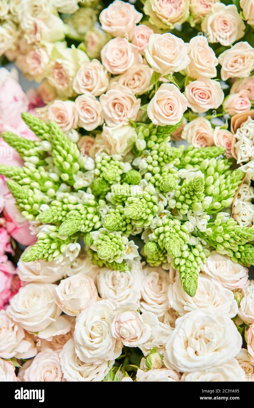 Floral carpet or Wallpaper. Background of mix of flowers. Beautiful ...