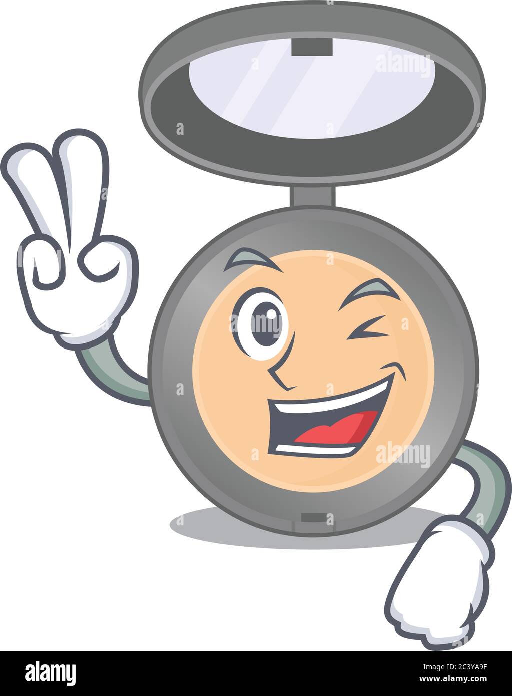 A joyful highlighter cartoon mascot style show two fingers pose Stock ...