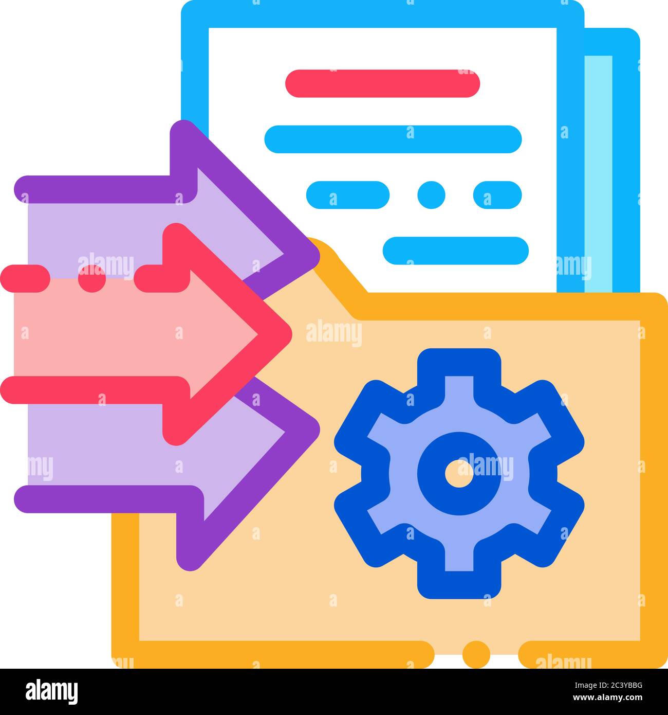 document adding in folder icon vector outline illustration Stock Vector ...