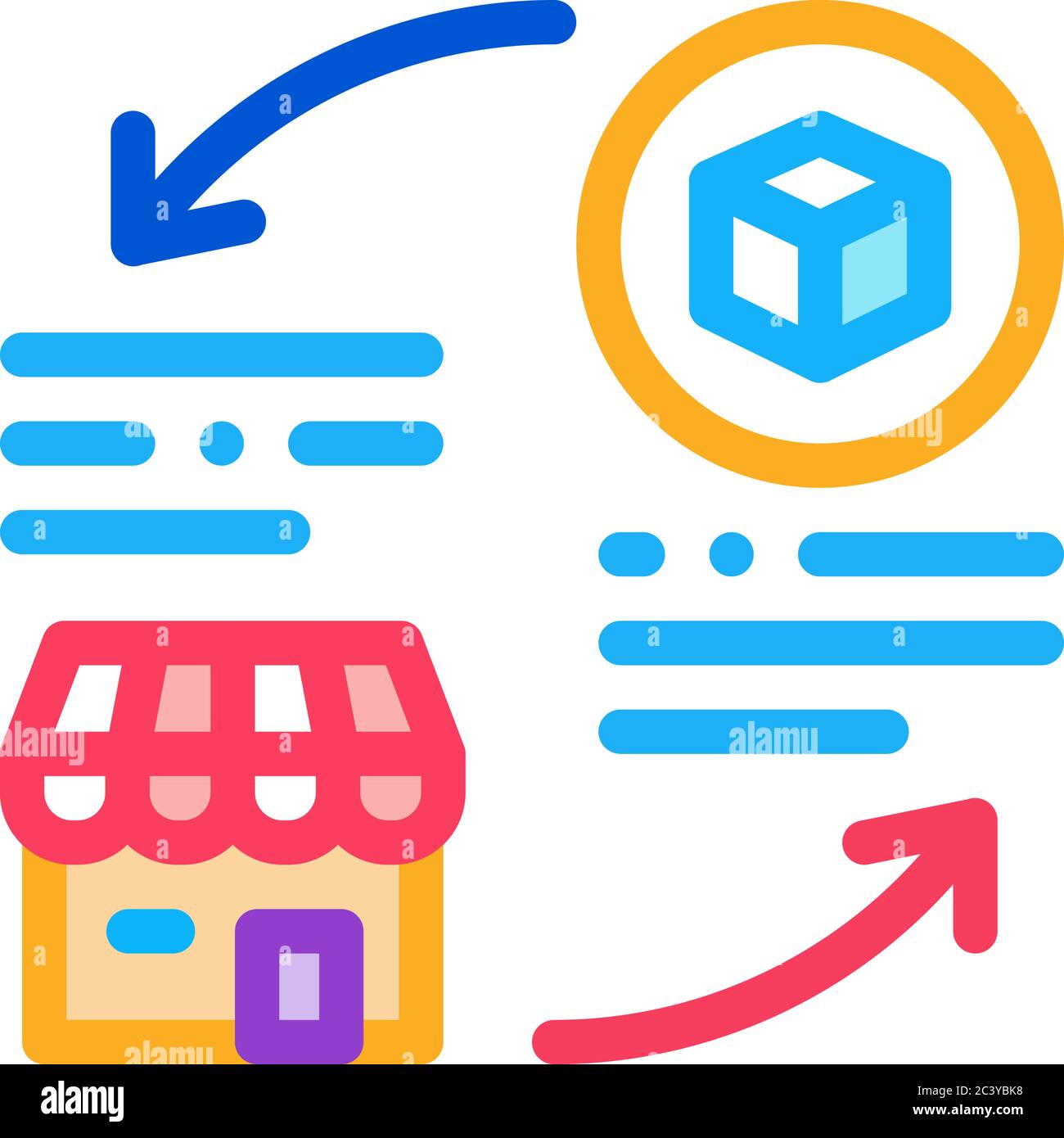 shop circle arrow cube icon vector outline illustration Stock Vector ...