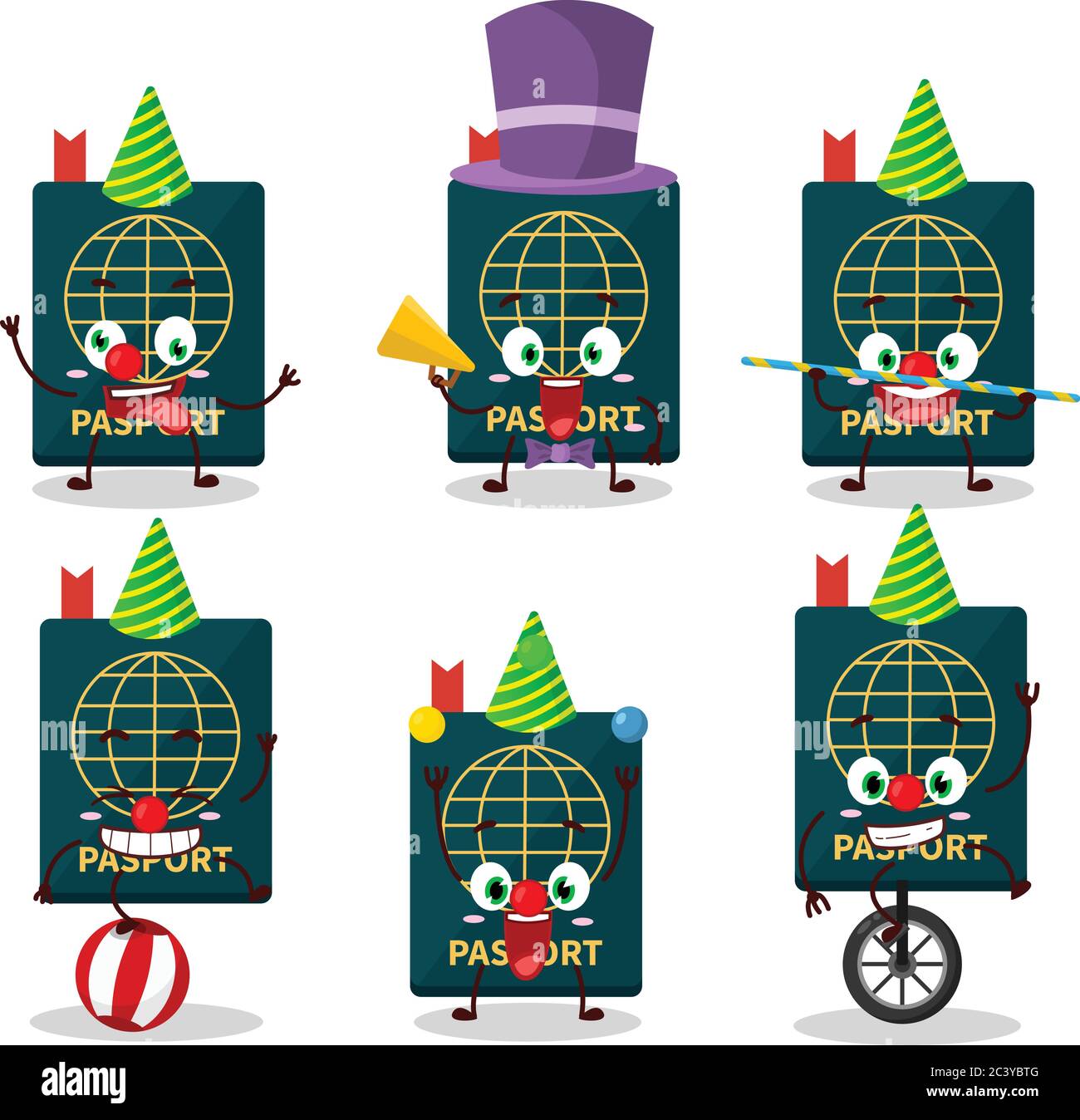 Cartoon character of passport with various circus shows Stock Vector ...