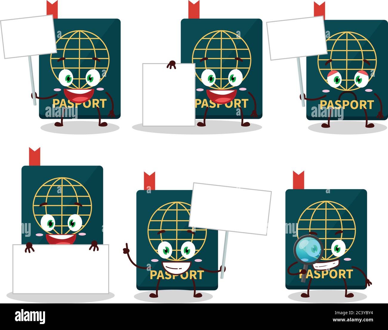 Passport cartoon in character bring information board Stock Vector ...