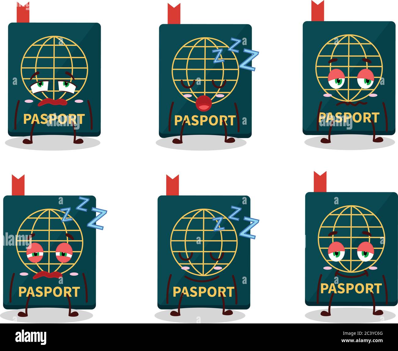 Cartoon character of passport with sleepy expression Stock Vector Image ...