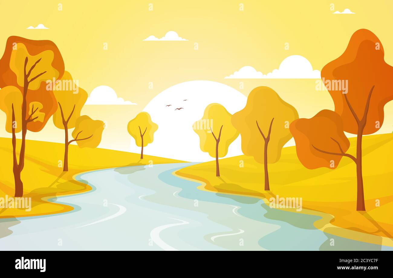 River panoramic view Stock Vector Images - Alamy