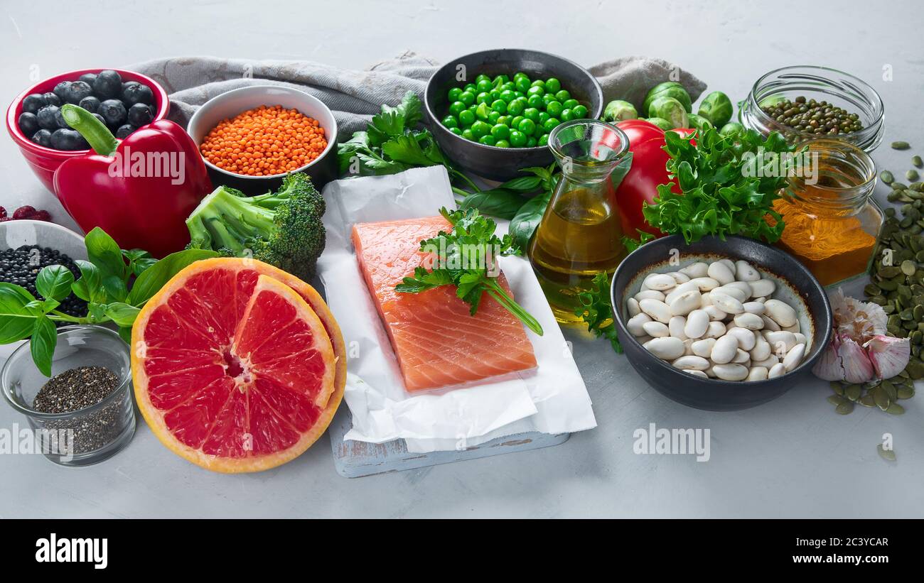 Healthy food. Virus and coronavirus protection food, immunity boosting ...