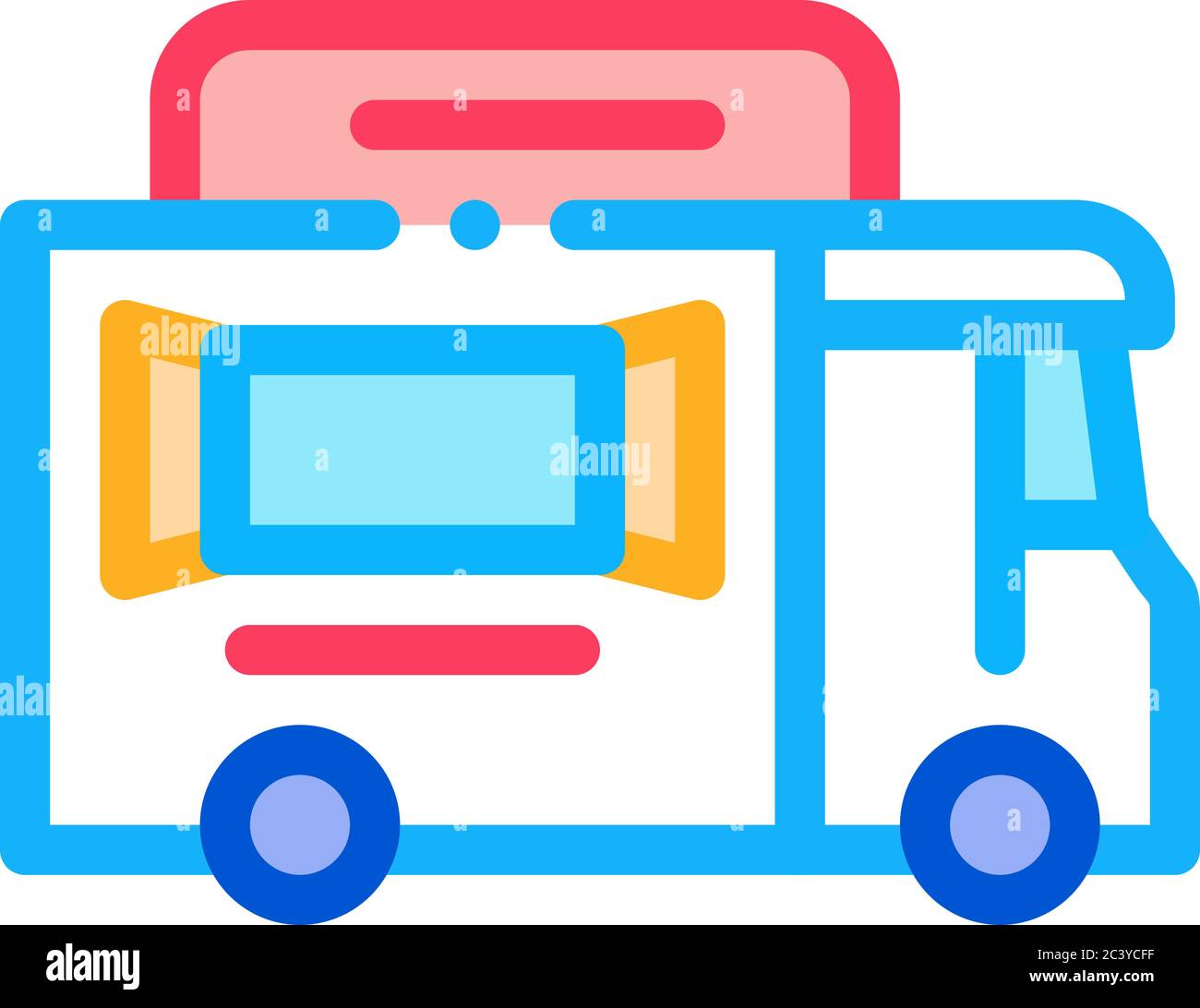 street food van on wheels icon vector outline illustration Stock Vector ...