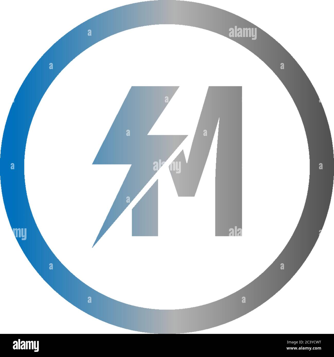 Lightning Letter M logotype gradient color design concept illustration ...