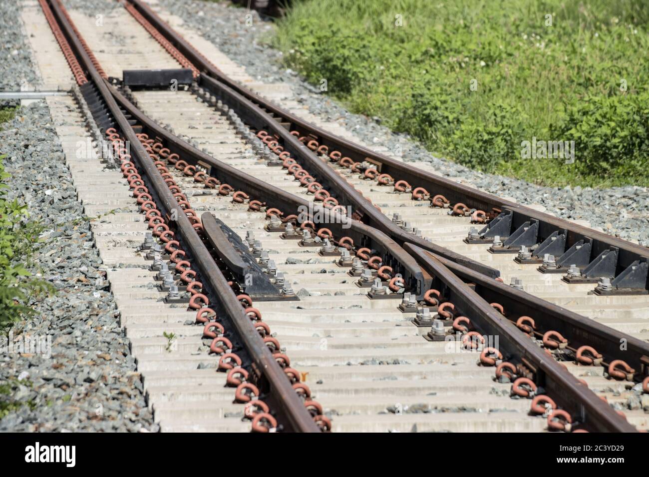 Iron rusty Railway tracks railroad for Trains Stock Photo - Alamy