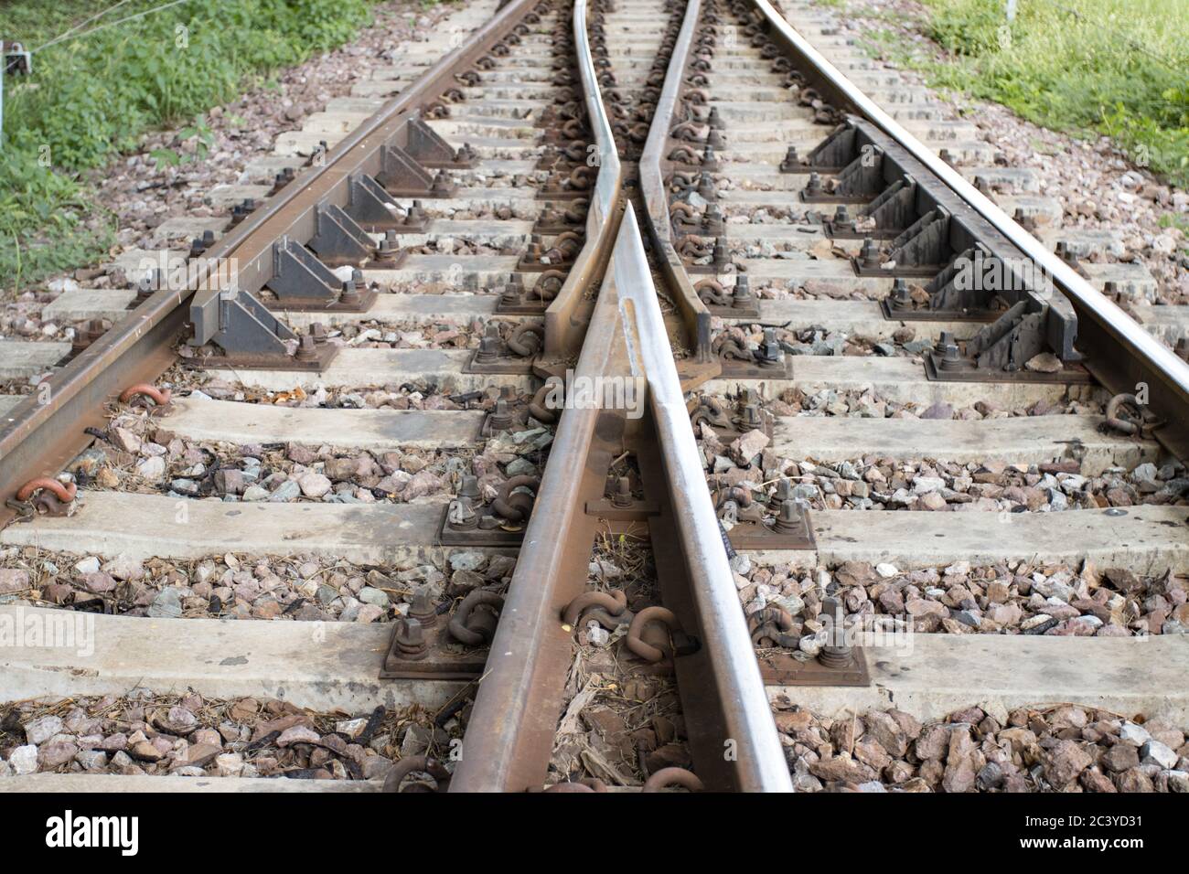 Iron rusty Railway tracks railroad for Trains Stock Photo - Alamy