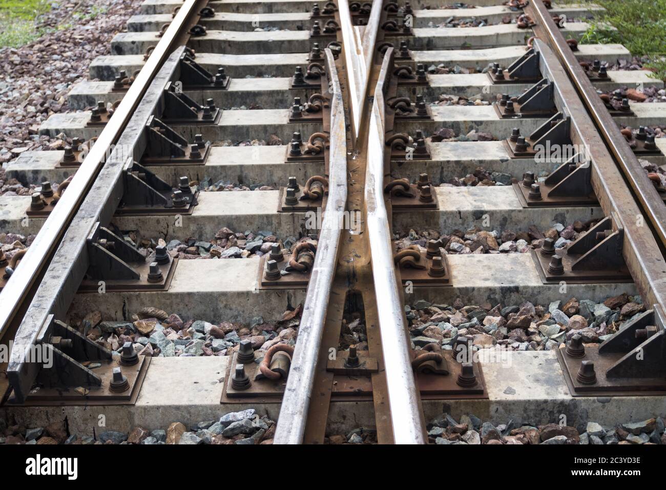 Iron rusty Railway tracks railroad for Trains Stock Photo - Alamy