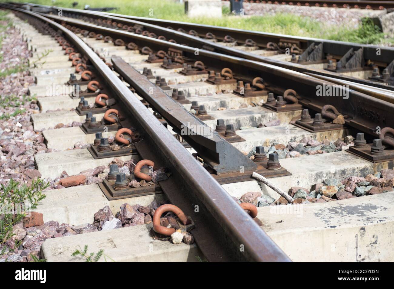 Detail of Railway tracks railroad for Trains Stock Photo - Alamy