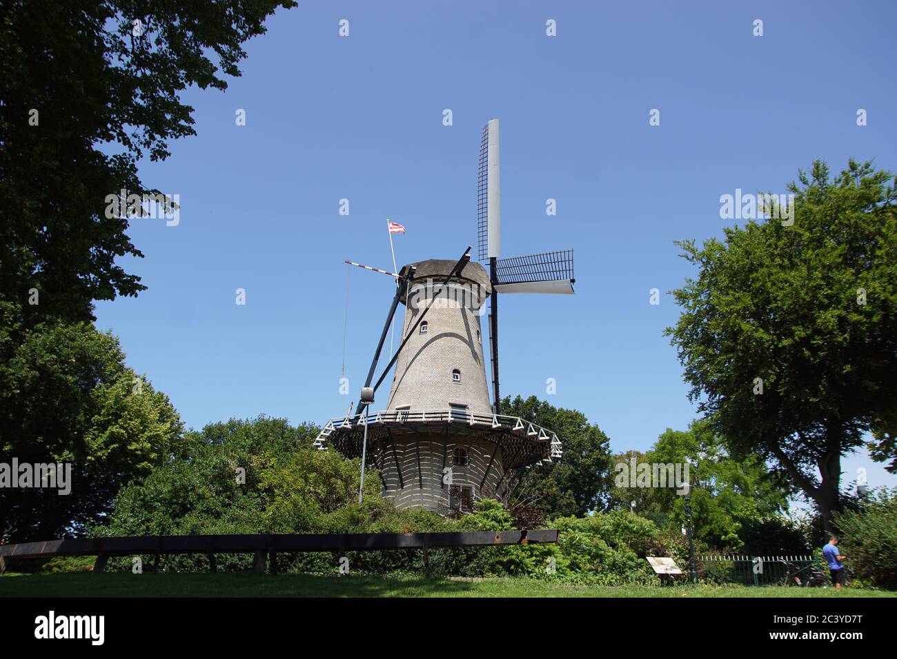The high brick windmill 'Molen van Piet' for grinding corn on a ...