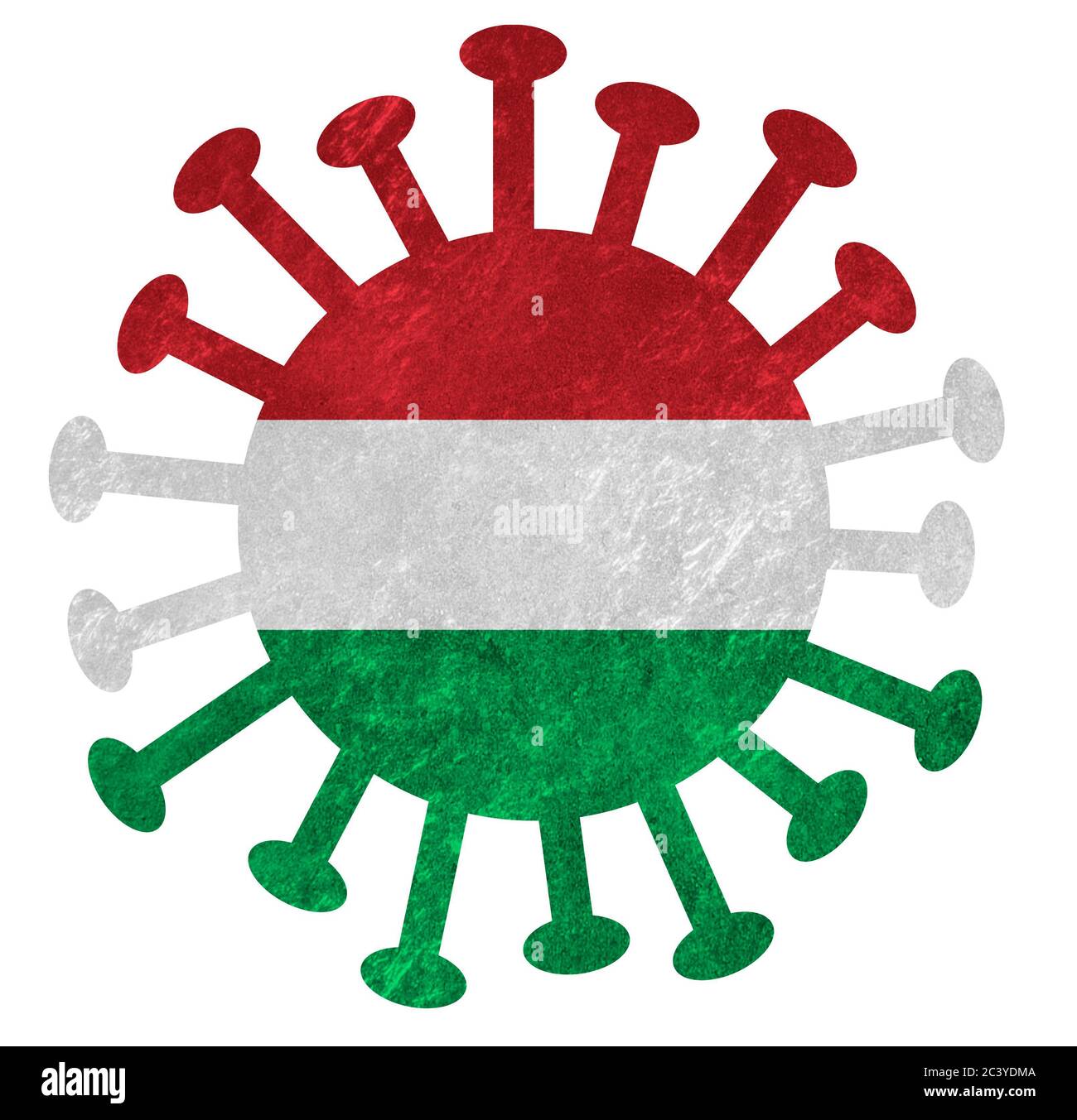 The national flag of Hungary with corona virus or bacteria - Isolated ...