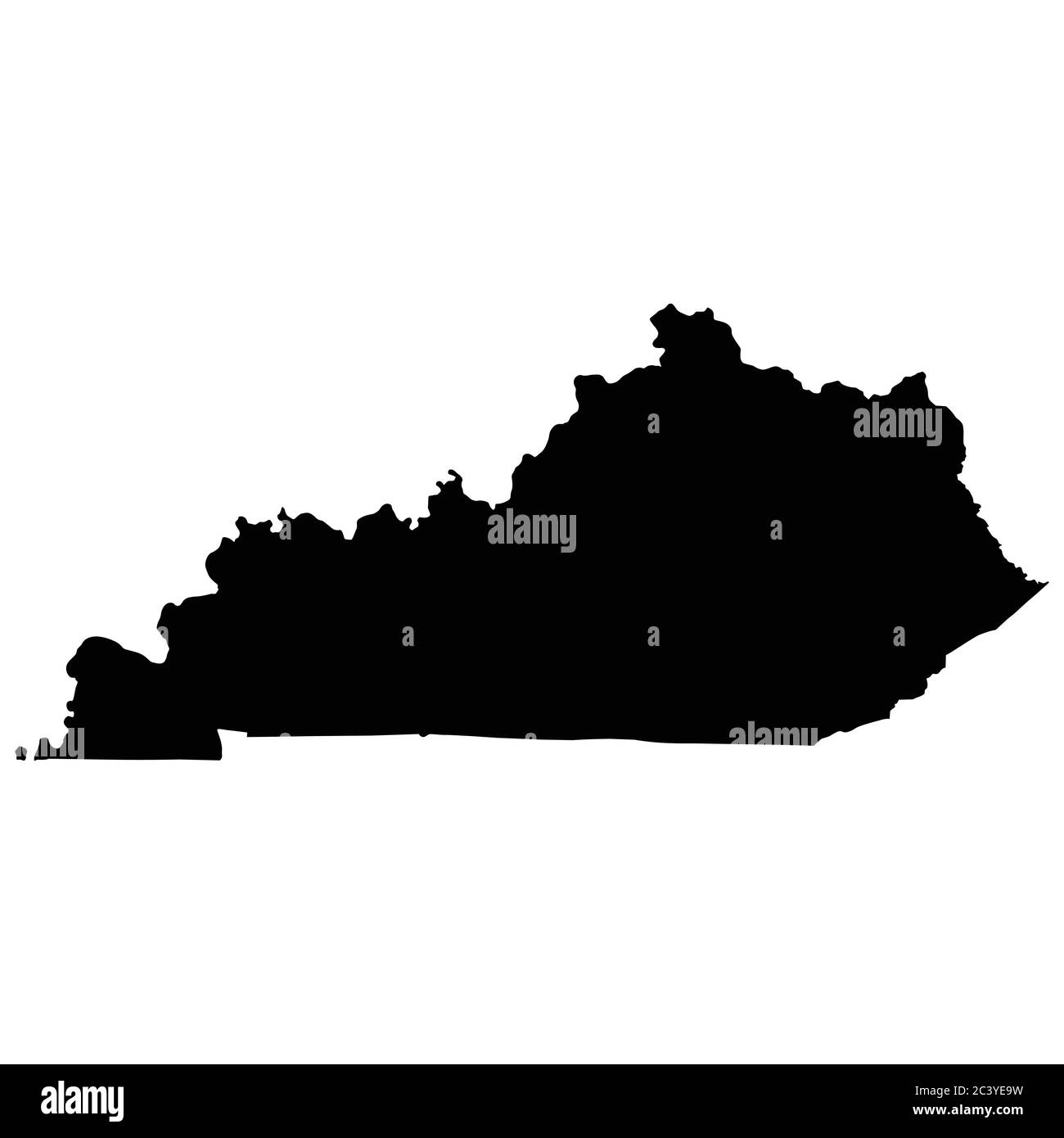 Kentucky KY state Maps. Black silhouette solid map isolated on a white ...