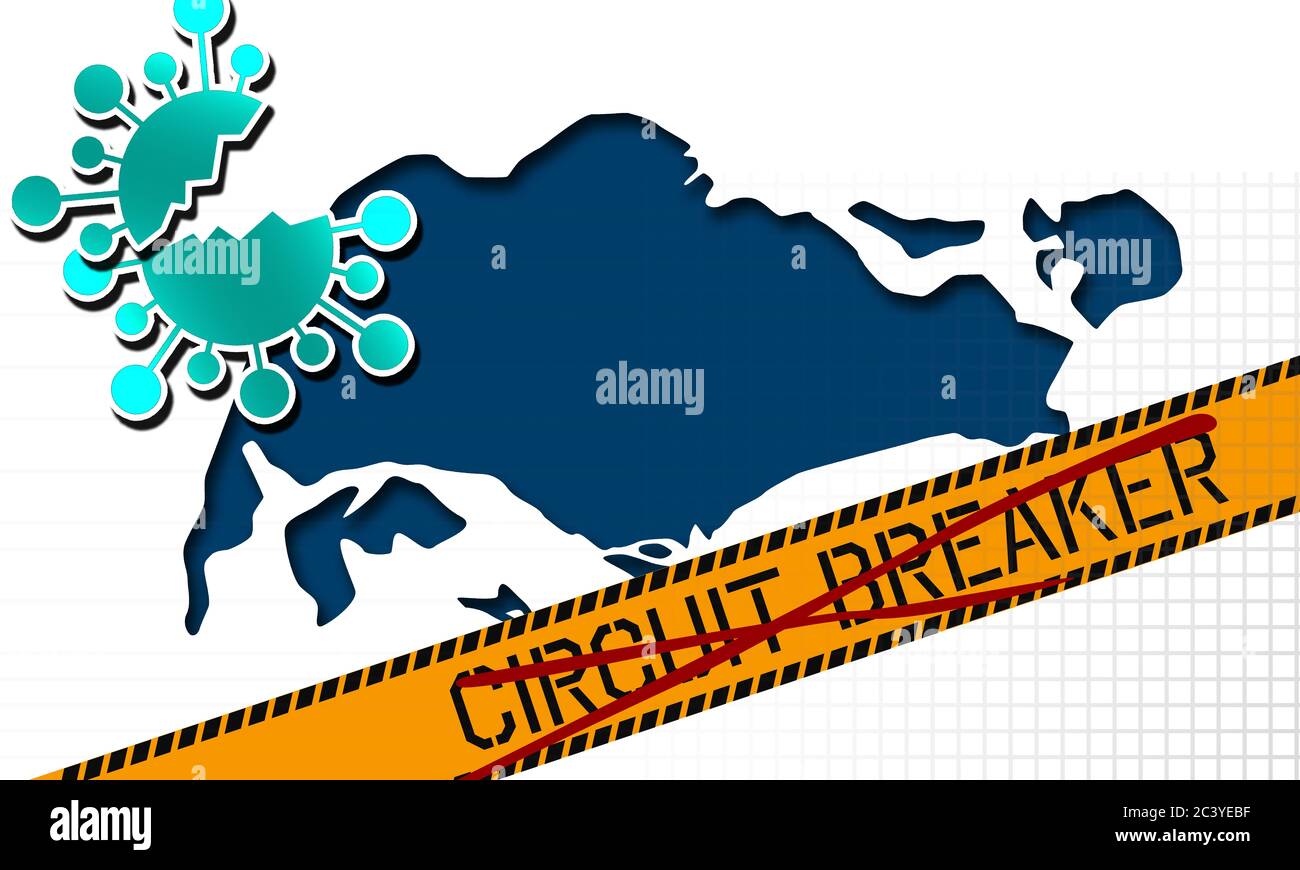 Circuit breaker for COVID-19 is over in Singapore, 3d rendering Stock ...