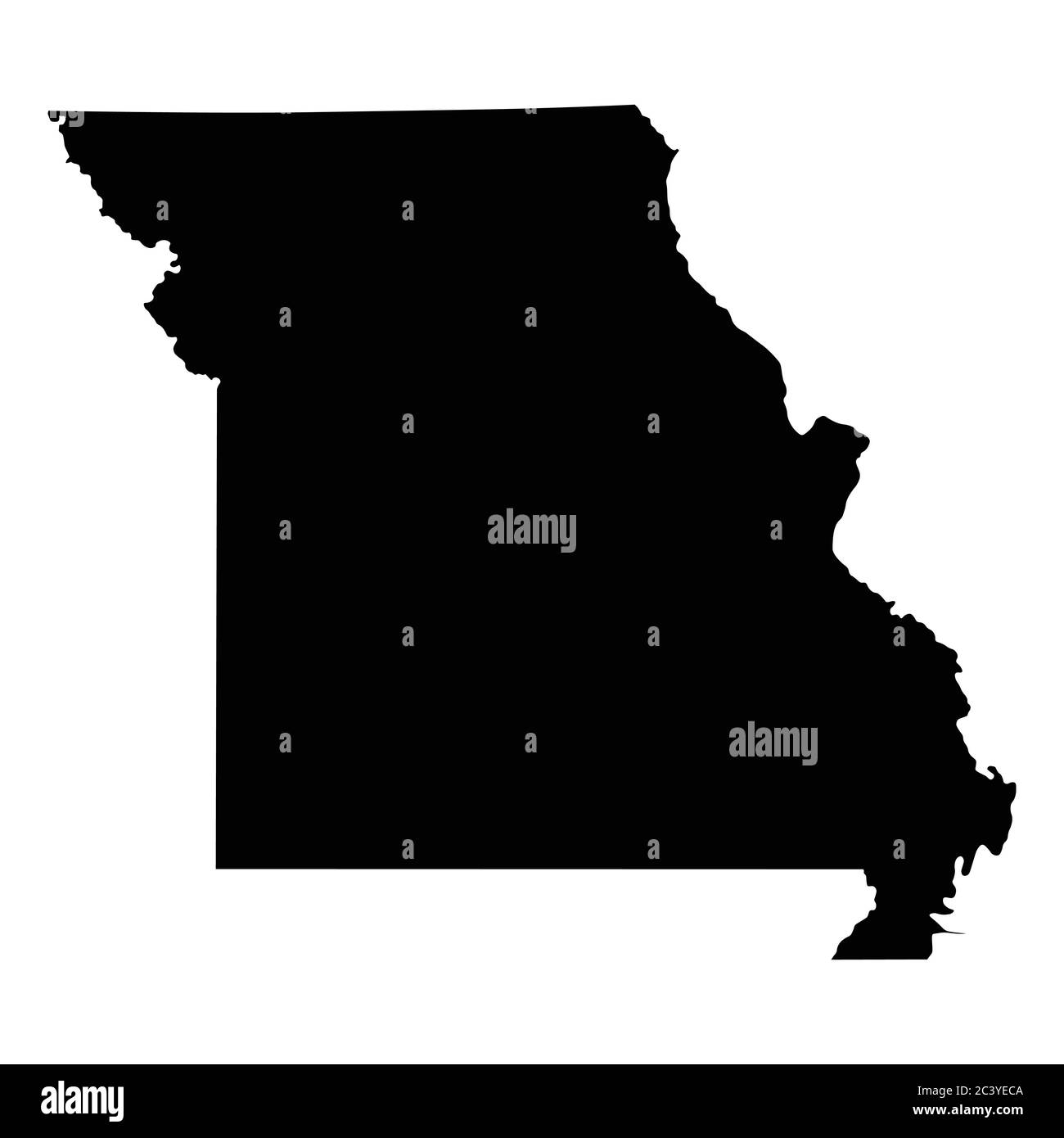 Missouri MO state Maps. Black silhouette solid map isolated on a white ...