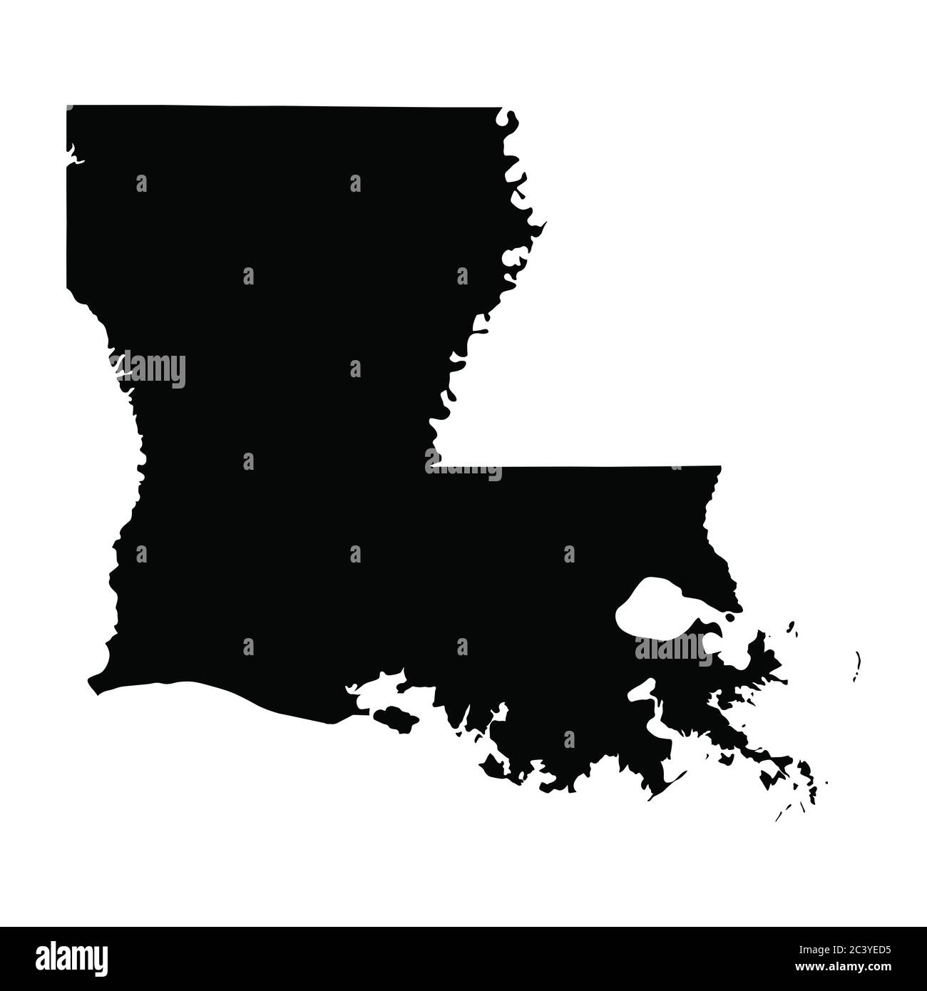 Louisiana La State Maps Black Silhouette Solid Map Isolated On A White