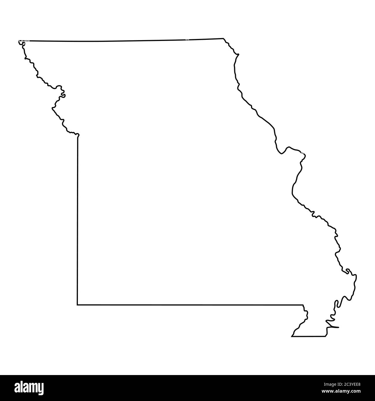 Missouri MO state Maps. Black outline map isolated on a white ...