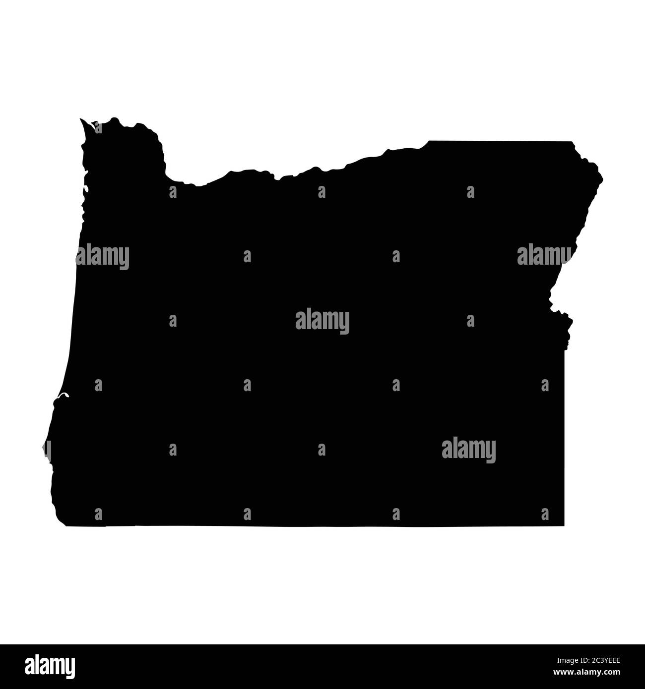 Oregon OR state Maps. Black silhouette solid map isolated on a white ...