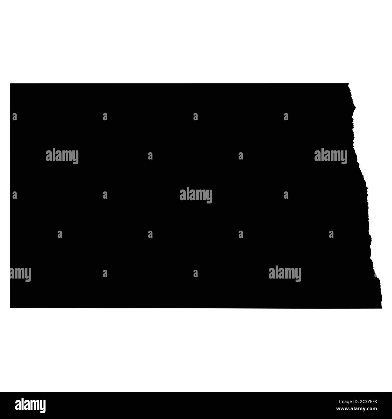 North Dakota ND state Maps. Black silhouette solid map isolated on a ...