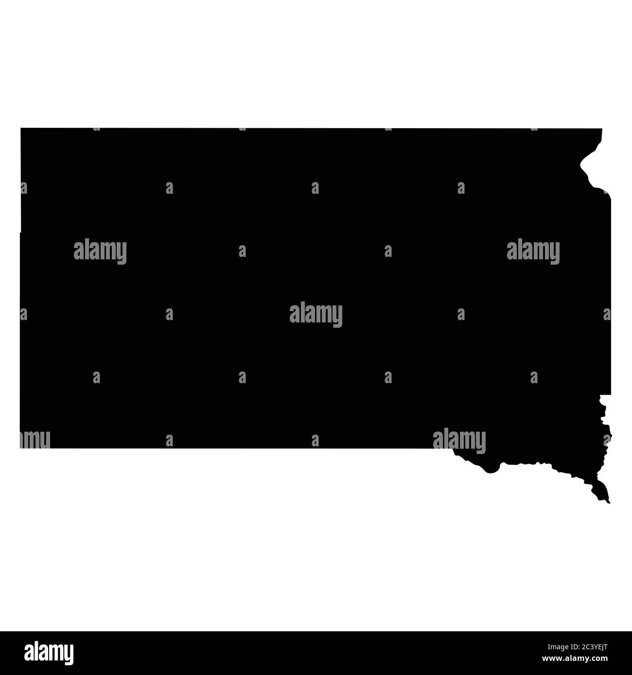 South Dakota SD state Map USA. Black silhouette solid map isolated maps ...
