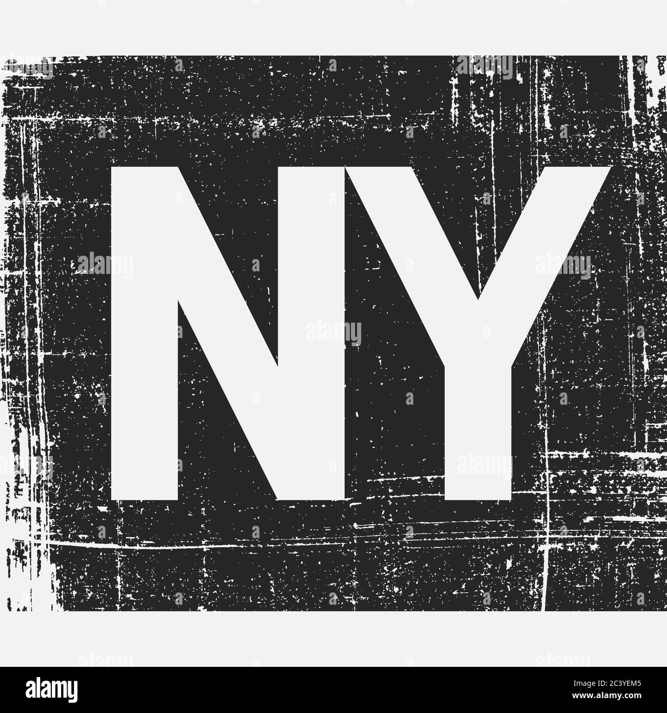 Lettering with New York monogram. Black and white imprint Stock Vector ...