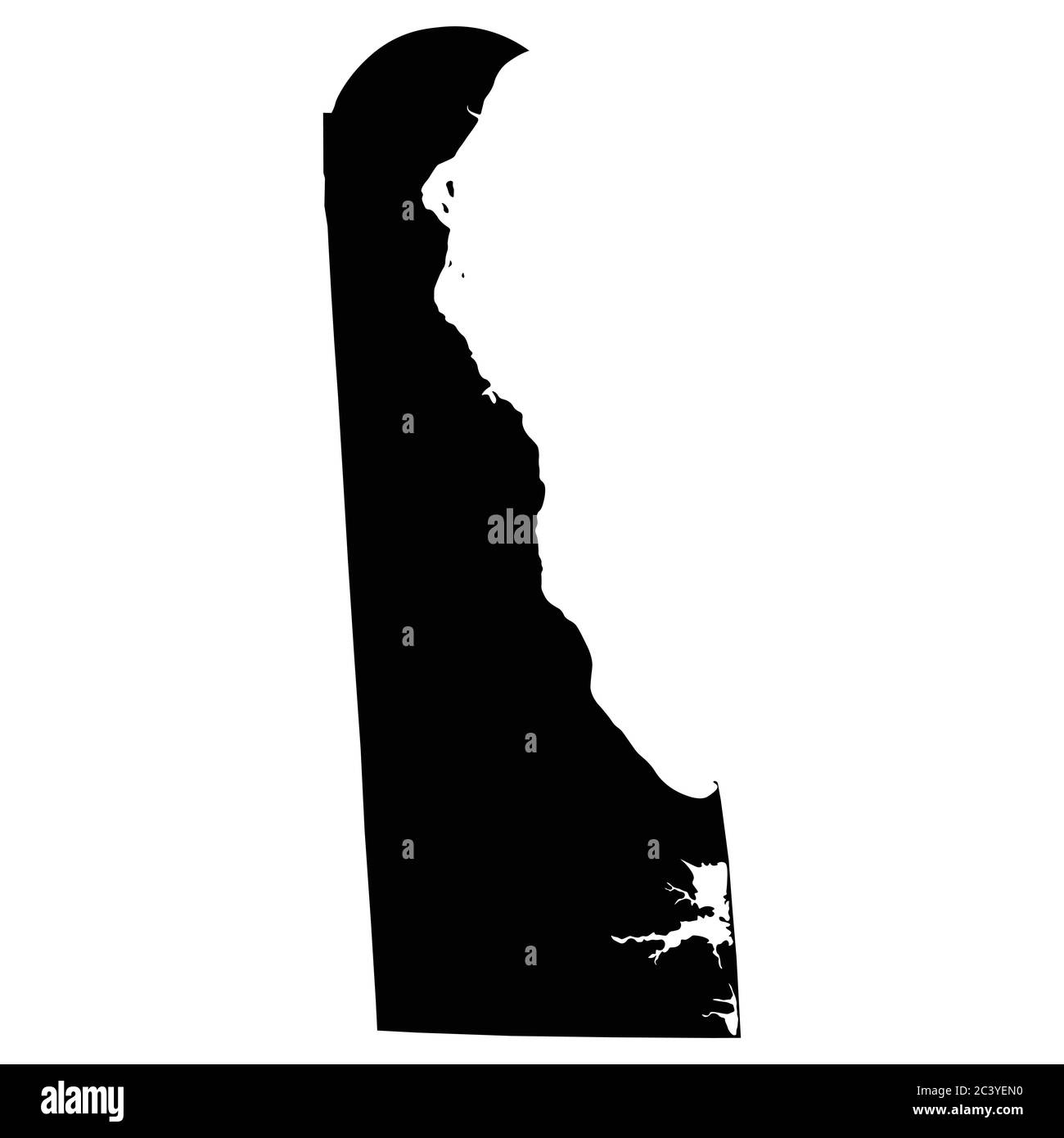 Delaware DE state Maps USA. Black silhouette solid map isolated on a ...