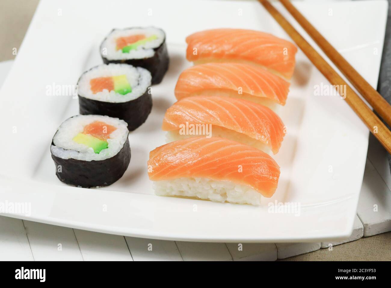 plate of sushi and maki Stock Photo - Alamy