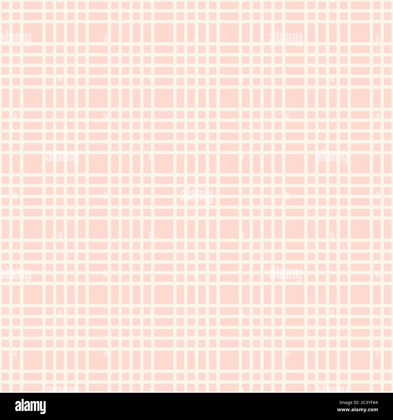 Textured checked seamless pattern in pink and cream. A geometric plaid ...