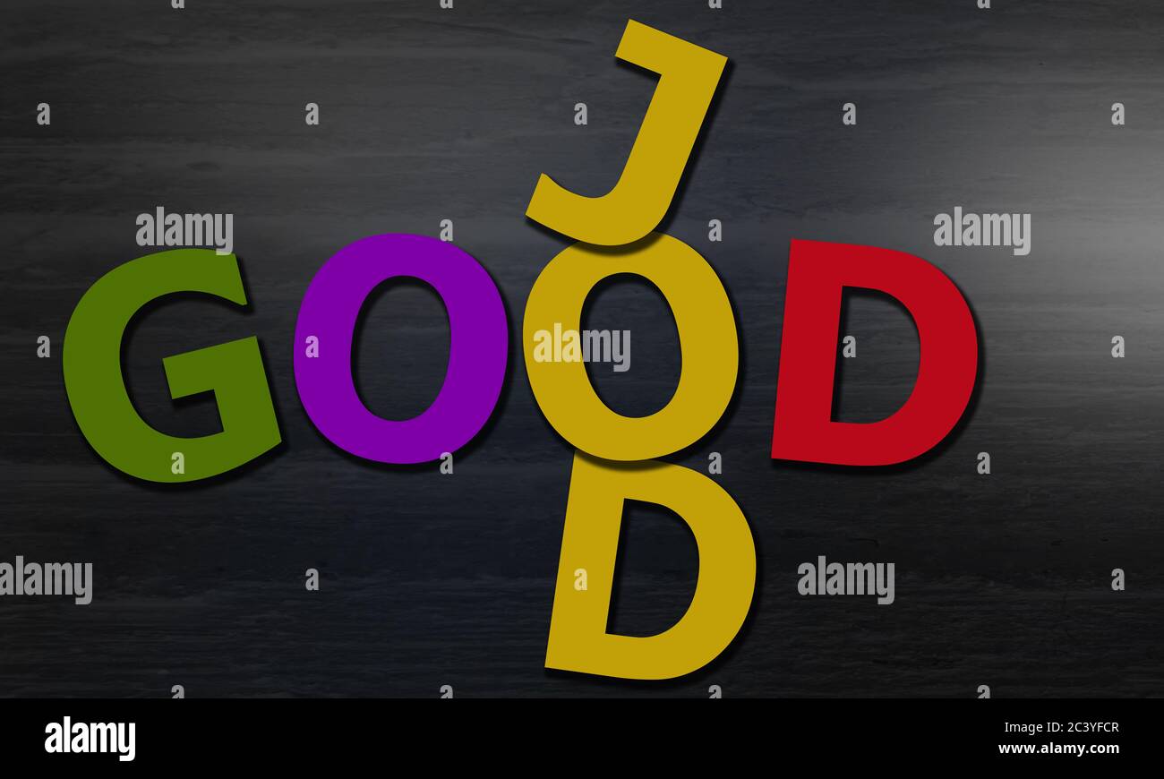 Good job word composed of multicolored alphabet, 3d rendering Stock ...
