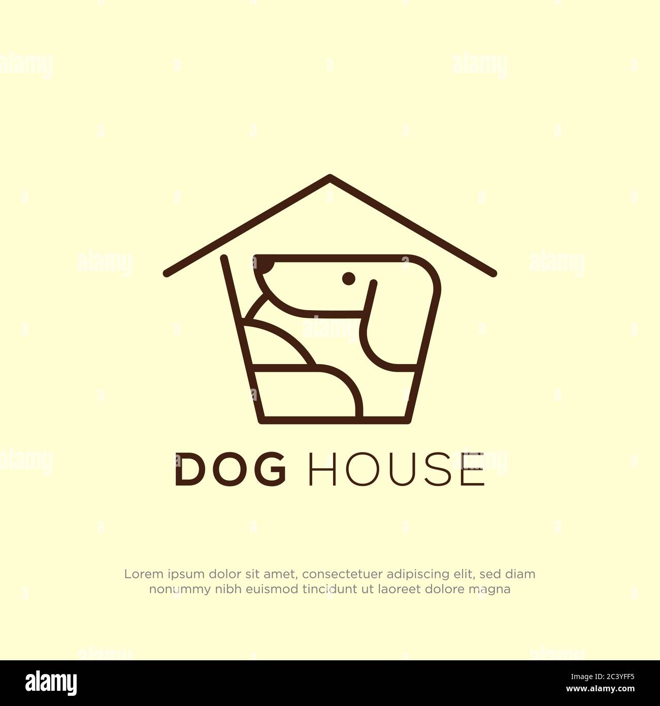 creative dog house logo vector with line art style, simple pet store ...