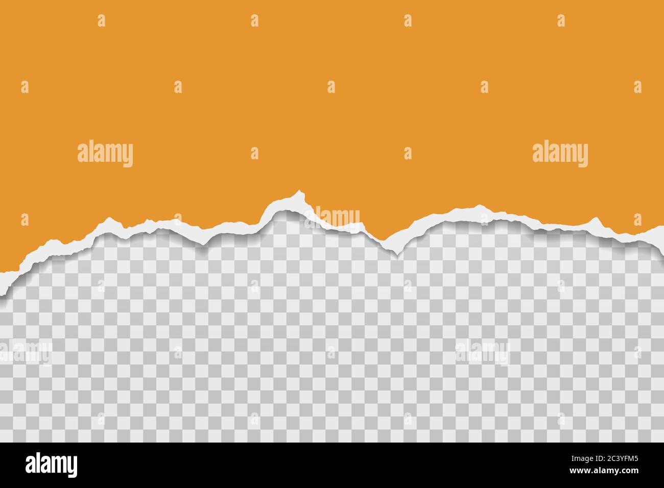 Pieces of torn, ripped orange paper with soft shadow is on white ...