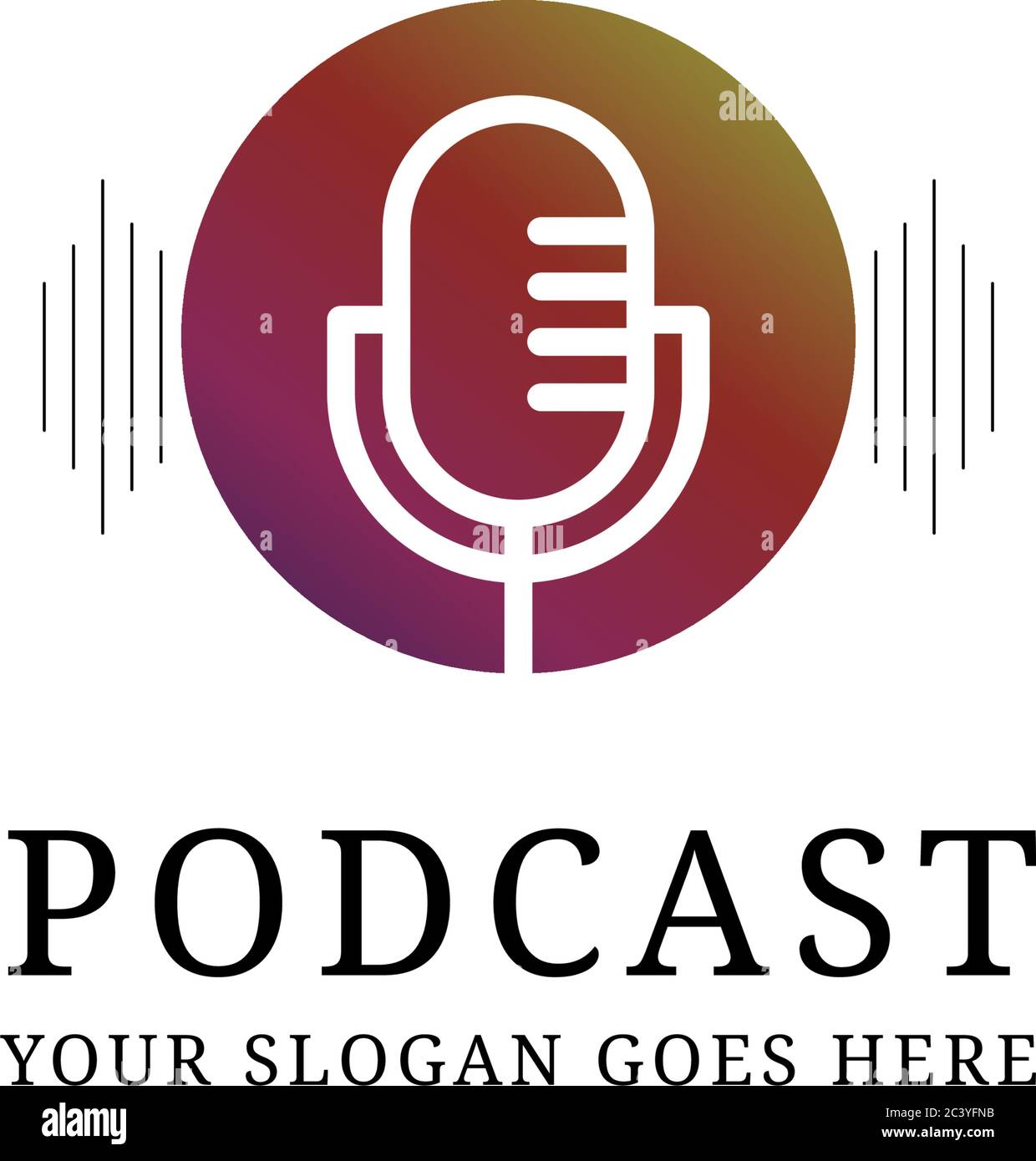 creative podcast mic logo design template, digital audio show logo ...