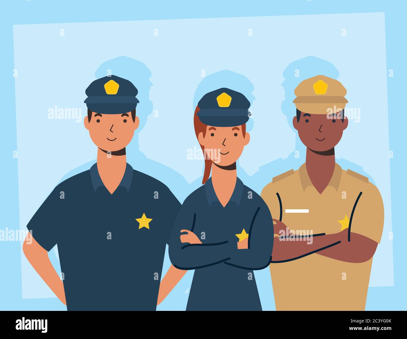 security group of essential workers characters vector illustration ...