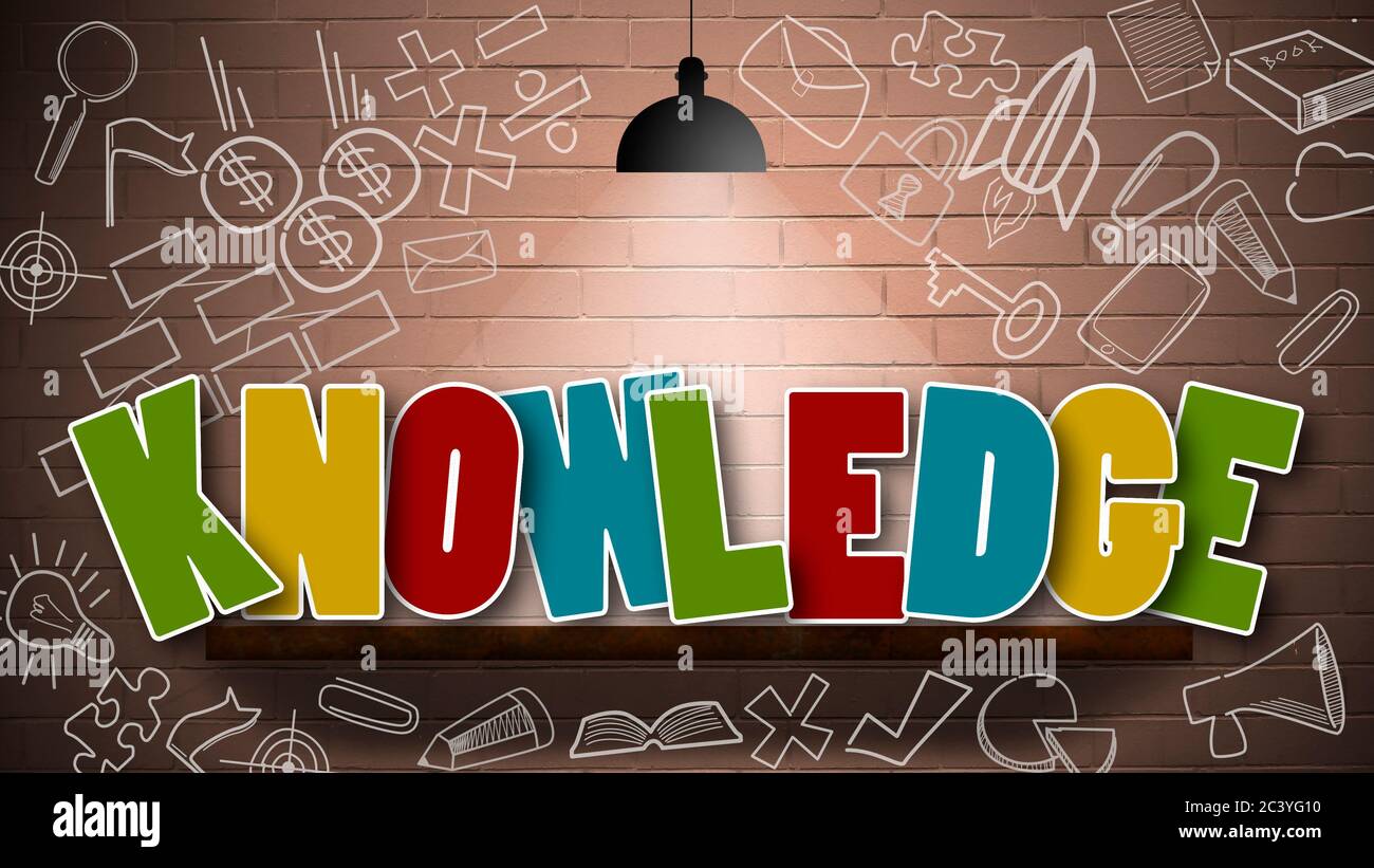 Knowledge word with lamp on the wall. 3d rendering Stock Photo - Alamy