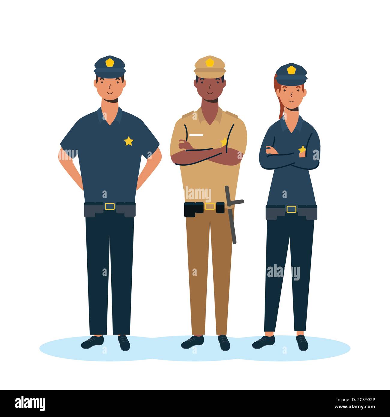 security group of essential workers characters vector illustration ...